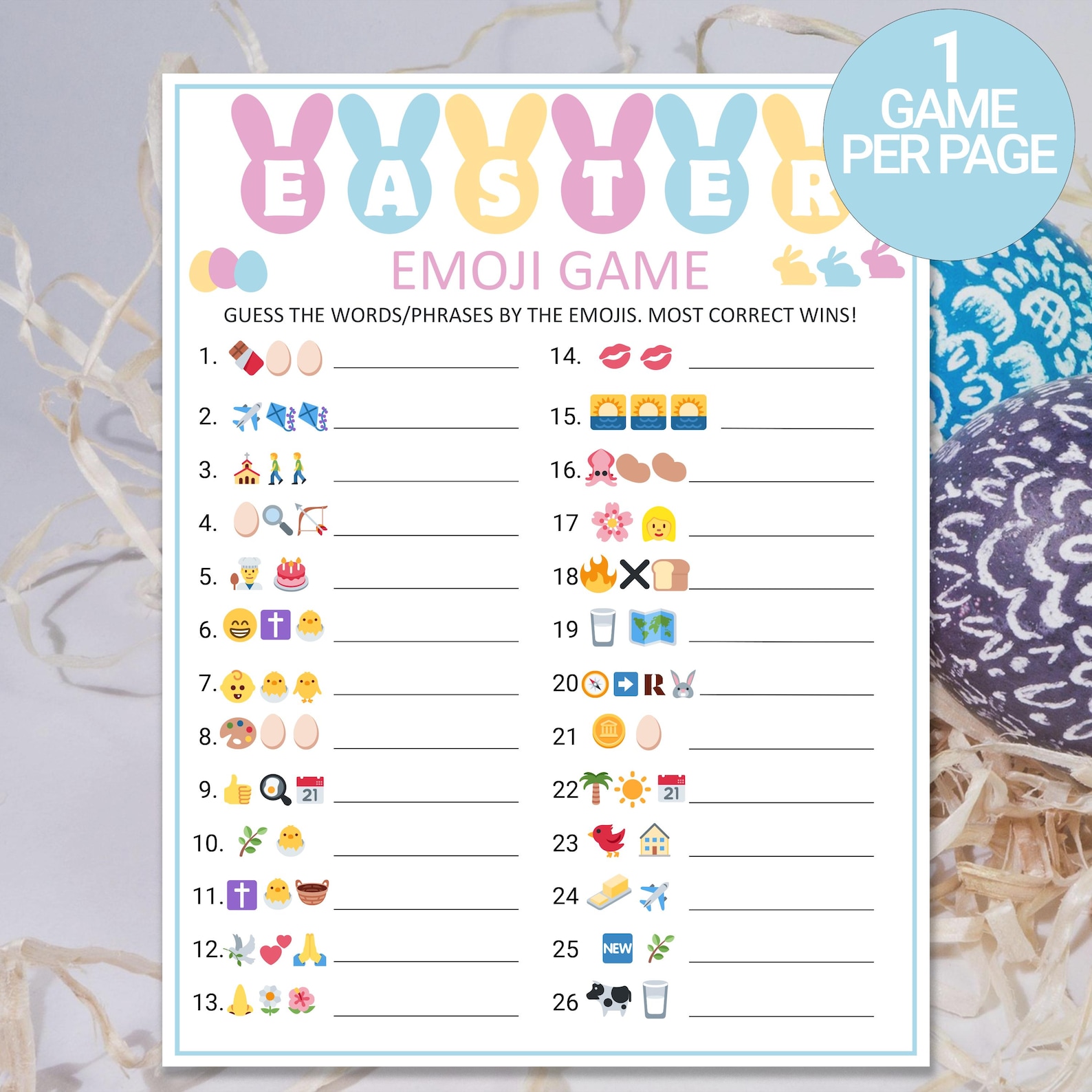 Easter Emoji Pictionary Game | Easter Emoji Game | Printable Easter ...