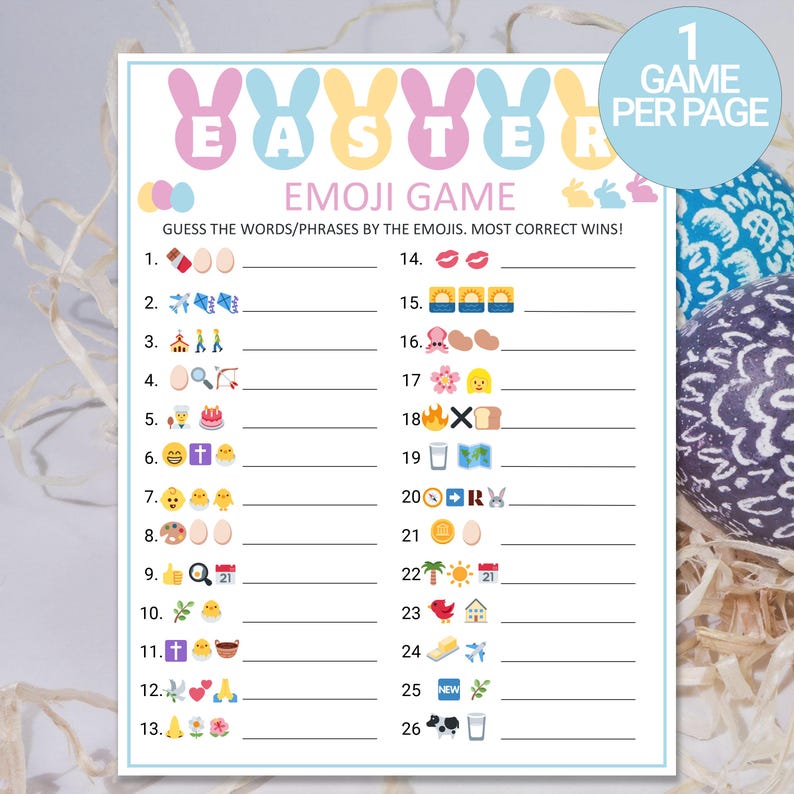 Easter Emoji Pictionary Game | Easter Emoji Game | Printable Easter ...