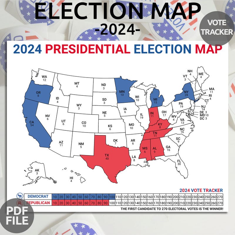 Printable 2024 Electoral Map - Etsy