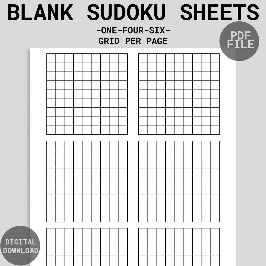 Blank Sudoku Pages | Printable Blank Sudoku | Sudoku Grid | Sudoku Game ...