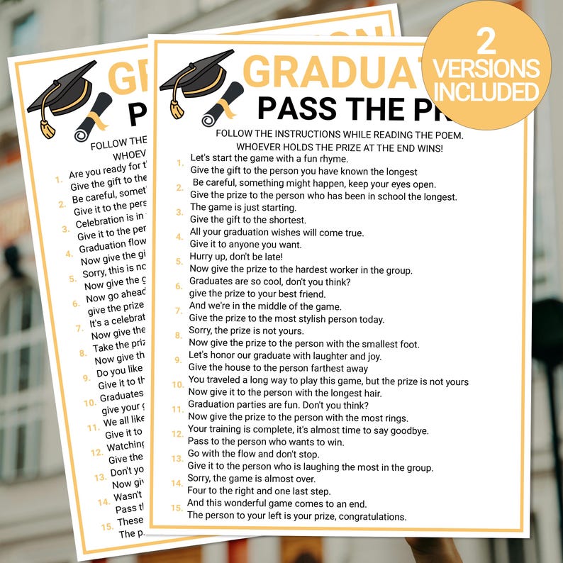 Graduation Pass the Gift Game | Graduation Pass the Prize Game ...