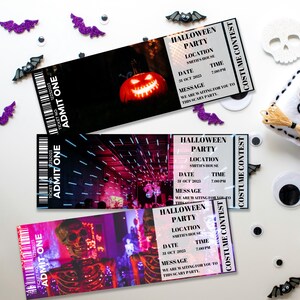 Editable Halloween Ticket Invitation | Halloween Party Ticket ...