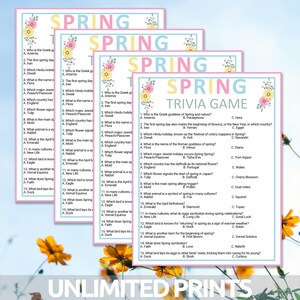 Spring Trivia Game | Spring Party Game | Printable Spring Game | Fun ...