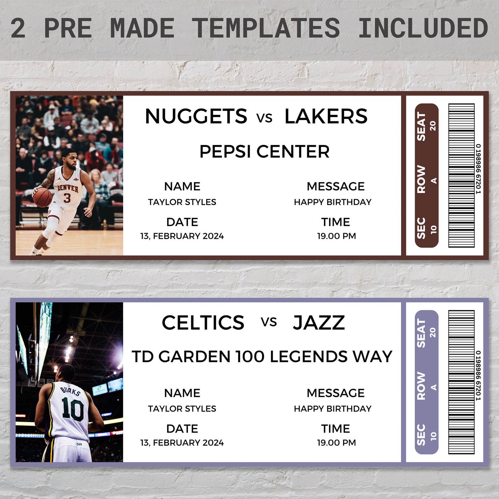 Custom Basketball Tickets | Printable Basketball Tickets Canva Template ...