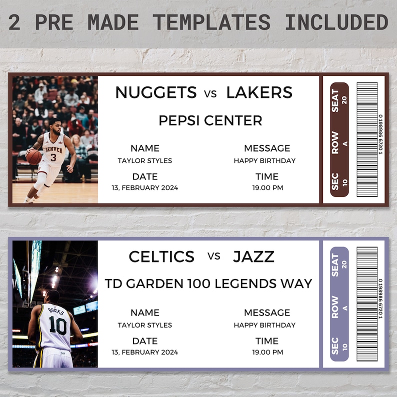 Custom Basketball Tickets Printable Basketball Tickets Canva Template ...