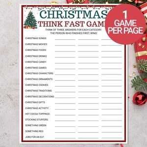 Christmas Think Fast Game | Fun Christmas Quick Fast Game | Christmas ...