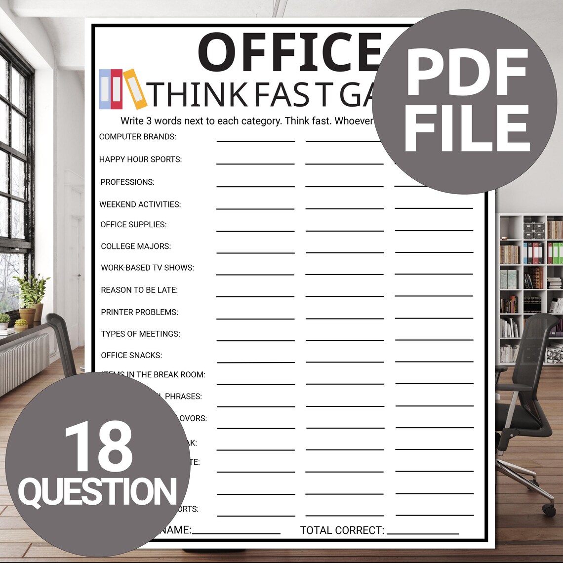 Printable Office Party Game | Office Think Fast Game | Team Building ...