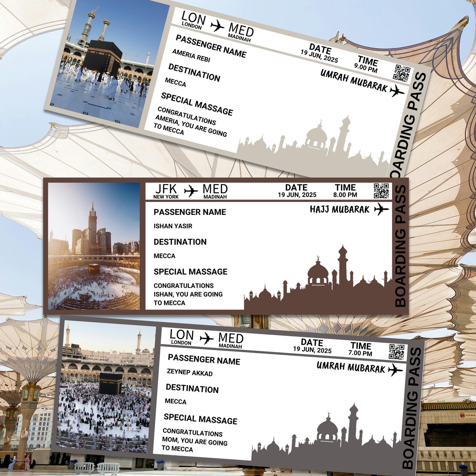 Hajj Boarding Pass | Editable Umrah Mubarak Boarding Pass | Editable ...