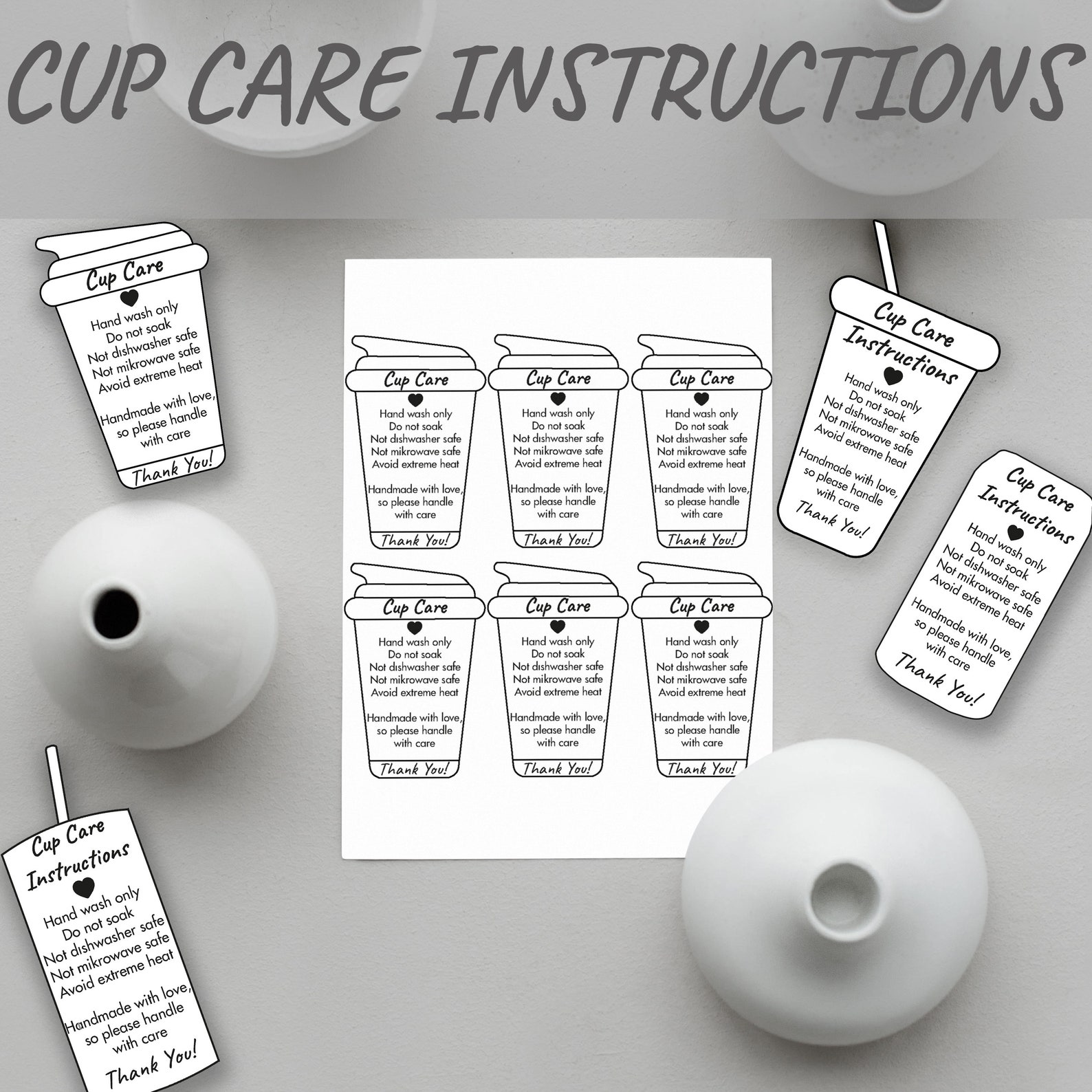 Cup Care Instructions Card Tumbler Cup Care Instructions Card Libbey ...