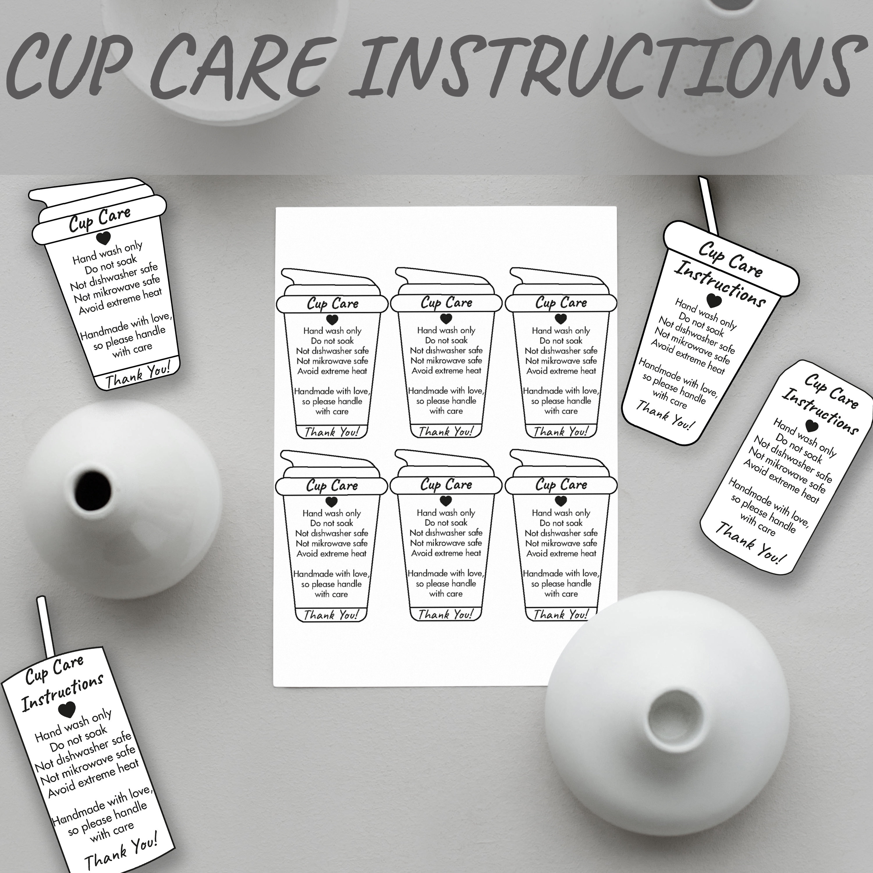Cup Care Instructions Card Tumbler Cup Care Instructions Card Libbey ...
