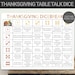 Thanksgiving Table Talk Dice Game | Thanksgiving Table Game ...