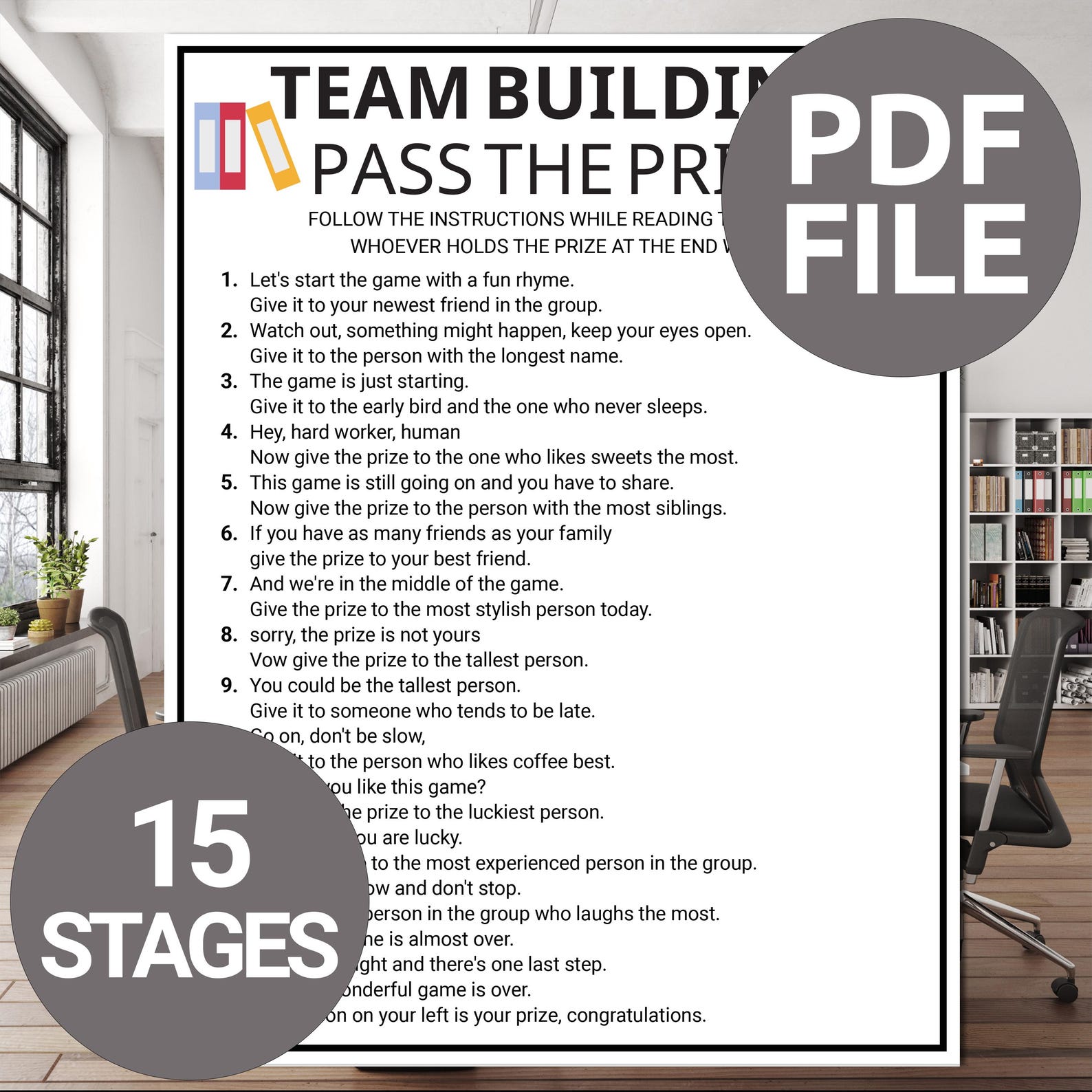 Team Building Games | Team Building Pass the Prize Game | Office Team ...