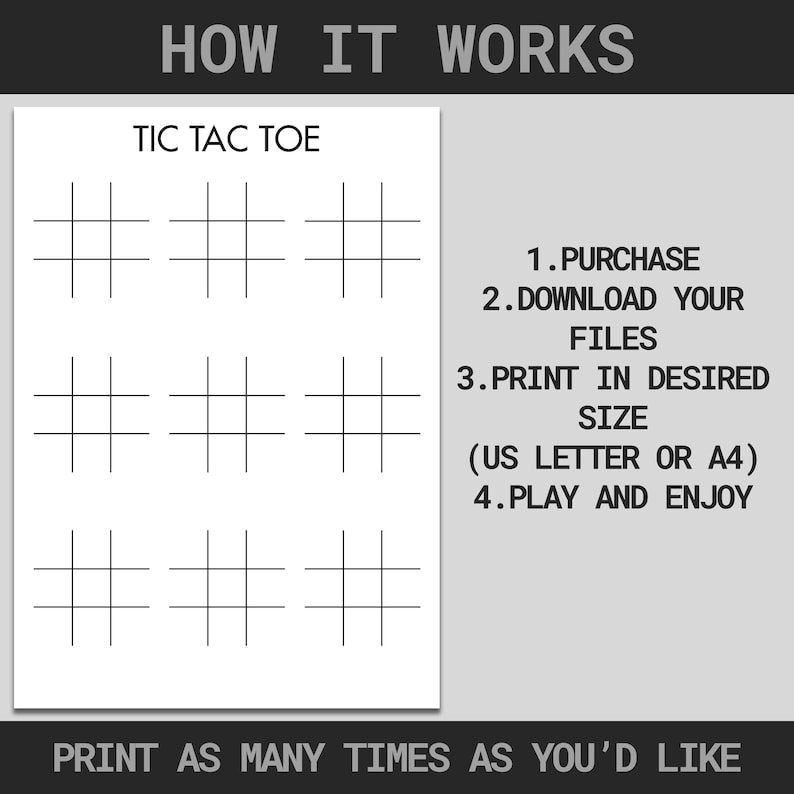 Pen and Paper Printable Games Travel Games Dry Erase Travel Games Tic ...