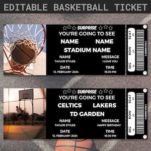 Custom Basketball Tickets | Printable Basketball Tickets Canva Template ...