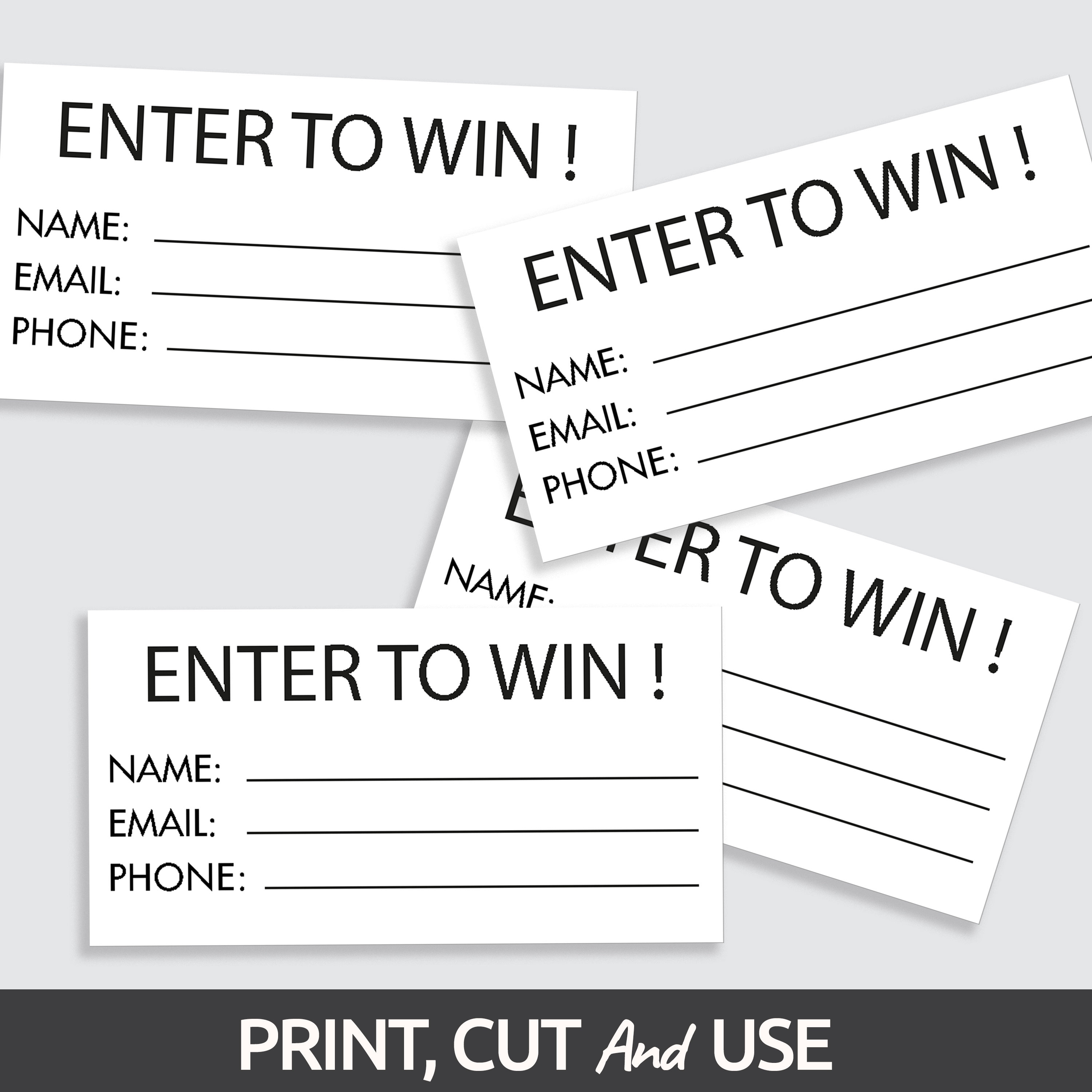 Printable Raffle Tickets | Enter to Win Tickets | Enter to Win ...