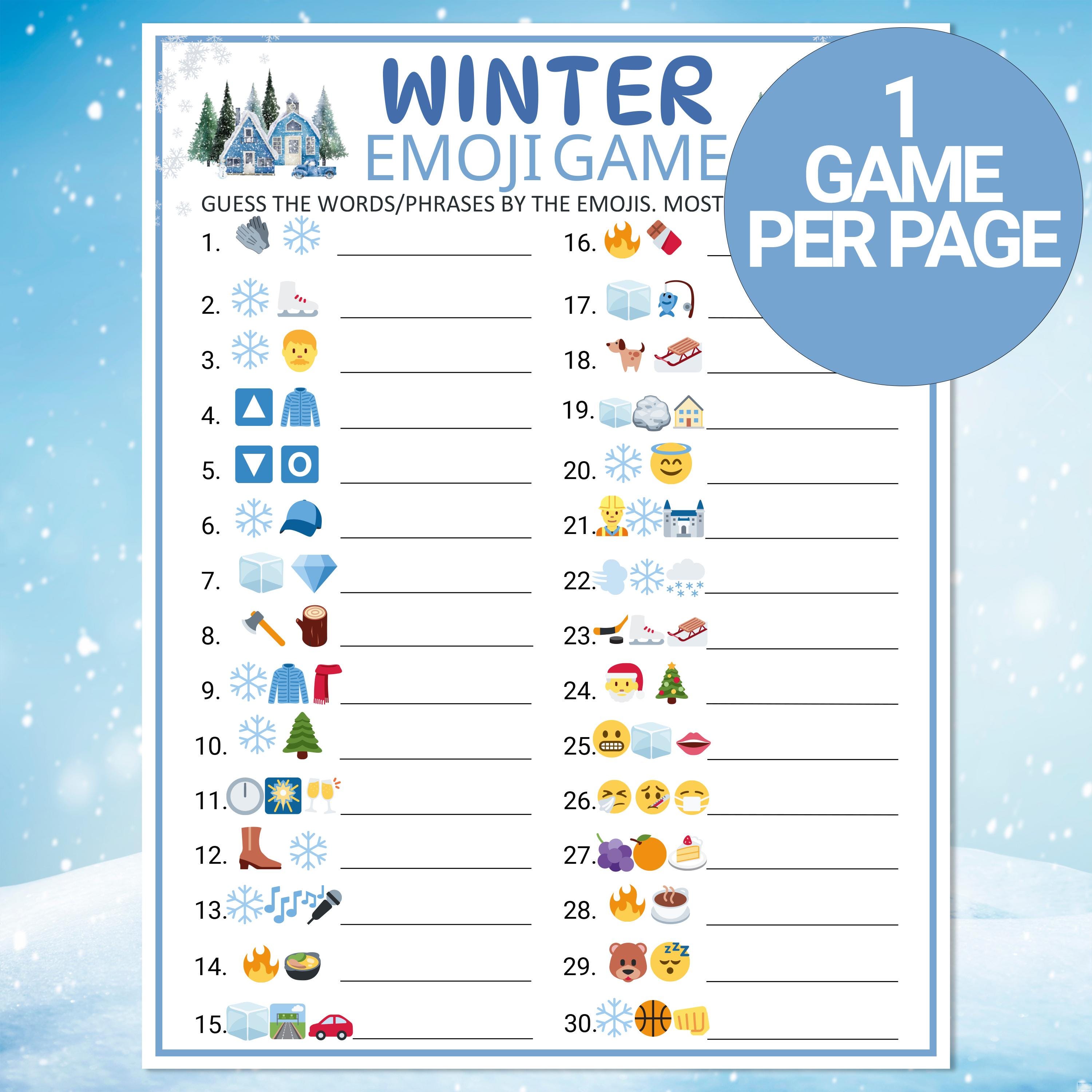 Winter Emoji Game | Winter Emoji Pictionary Game | Fun Printable Winter ...