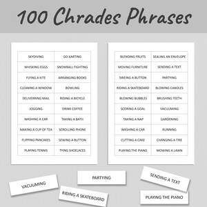 Printable Charades Game | Family Charades Game | Printable Charades for ...