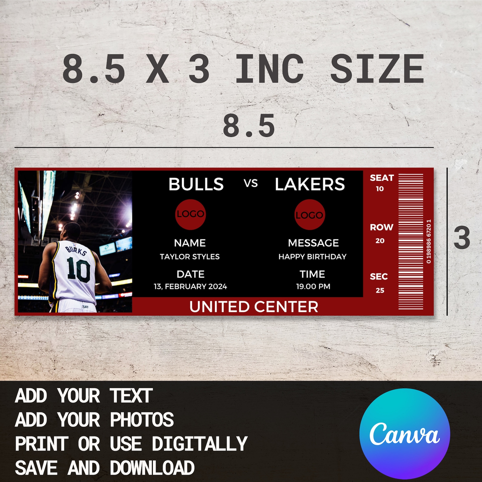 Custom Basketball Tickets | Printable Basketball Tickets Canva Template ...