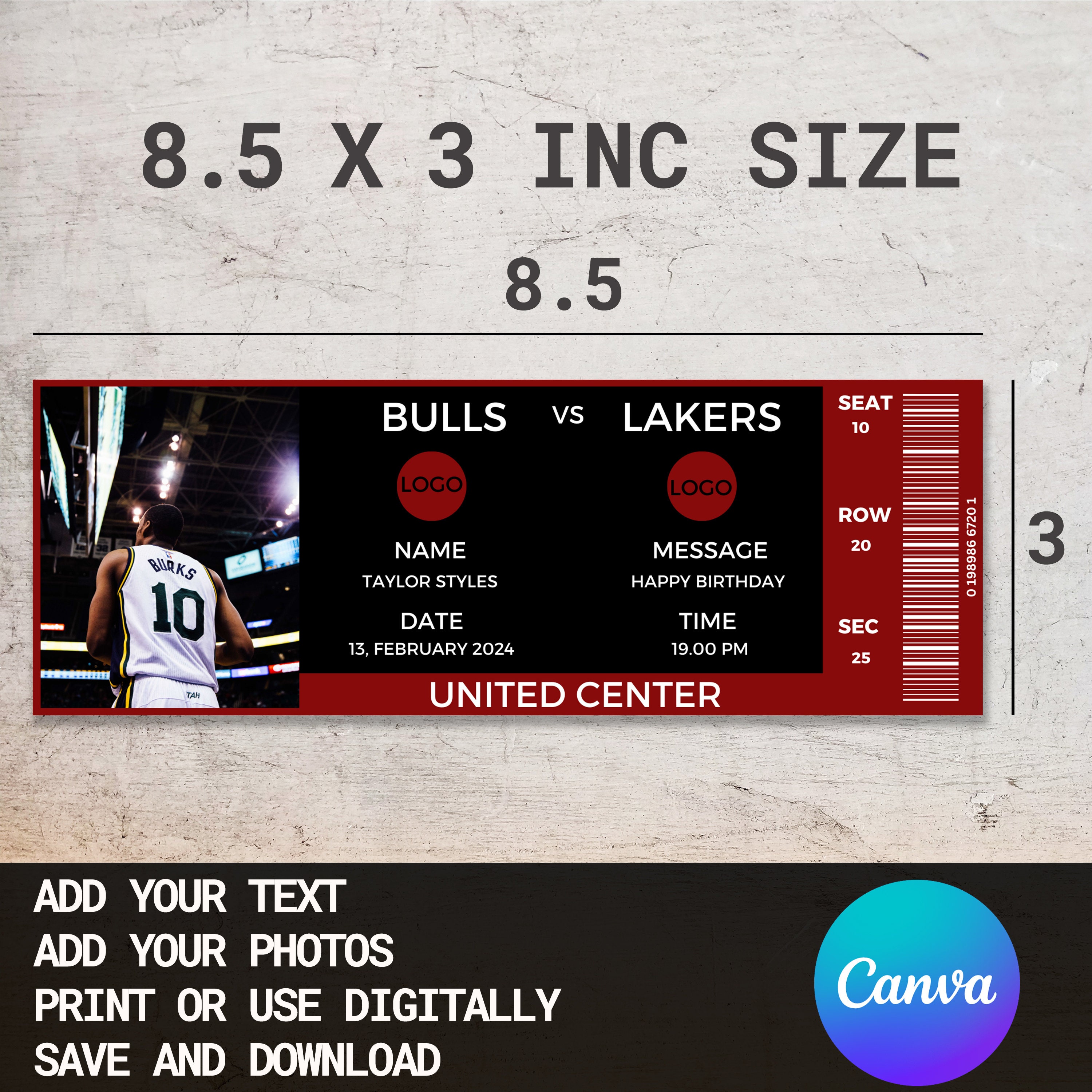 Custom Basketball Tickets | Printable Basketball Tickets Canva Template ...