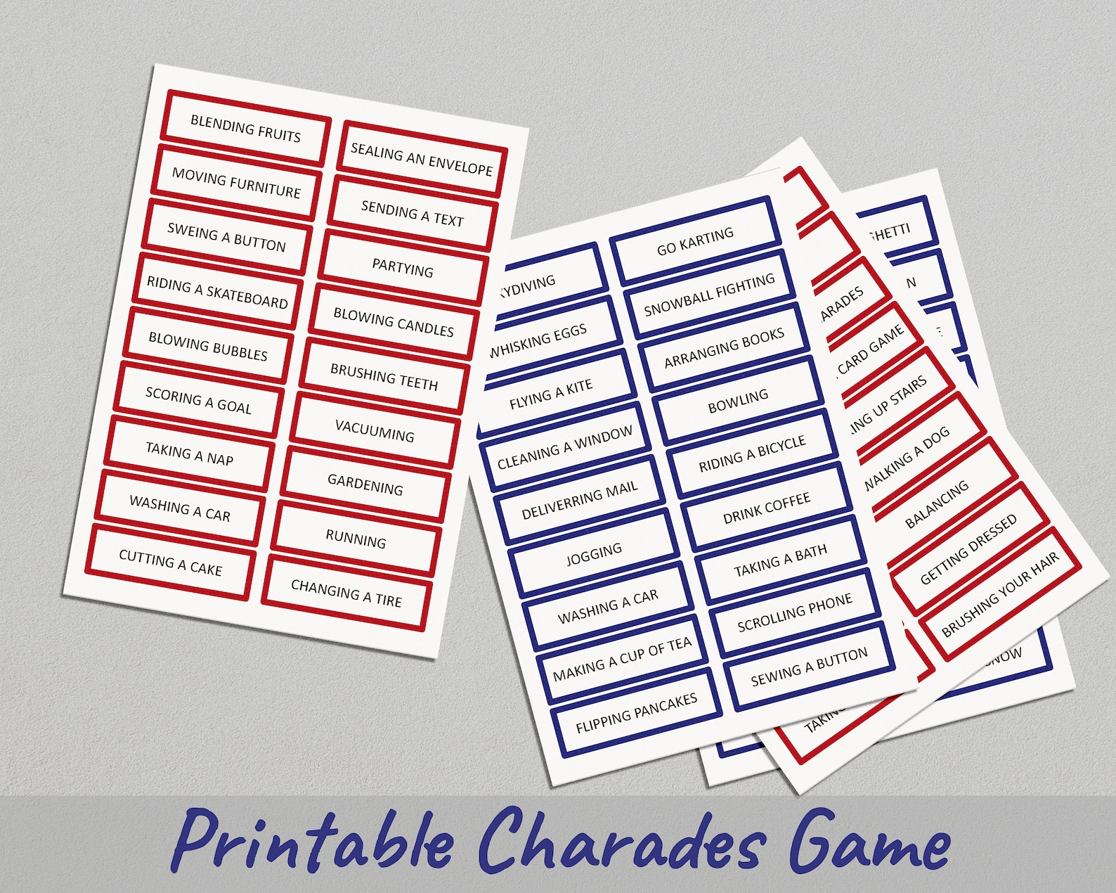 Printable Charades Game | Family Charades Game | Printable Charades for ...