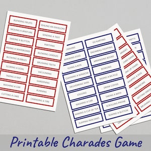 Printable Charades Game | Family Charades Game | Printable Charades for ...