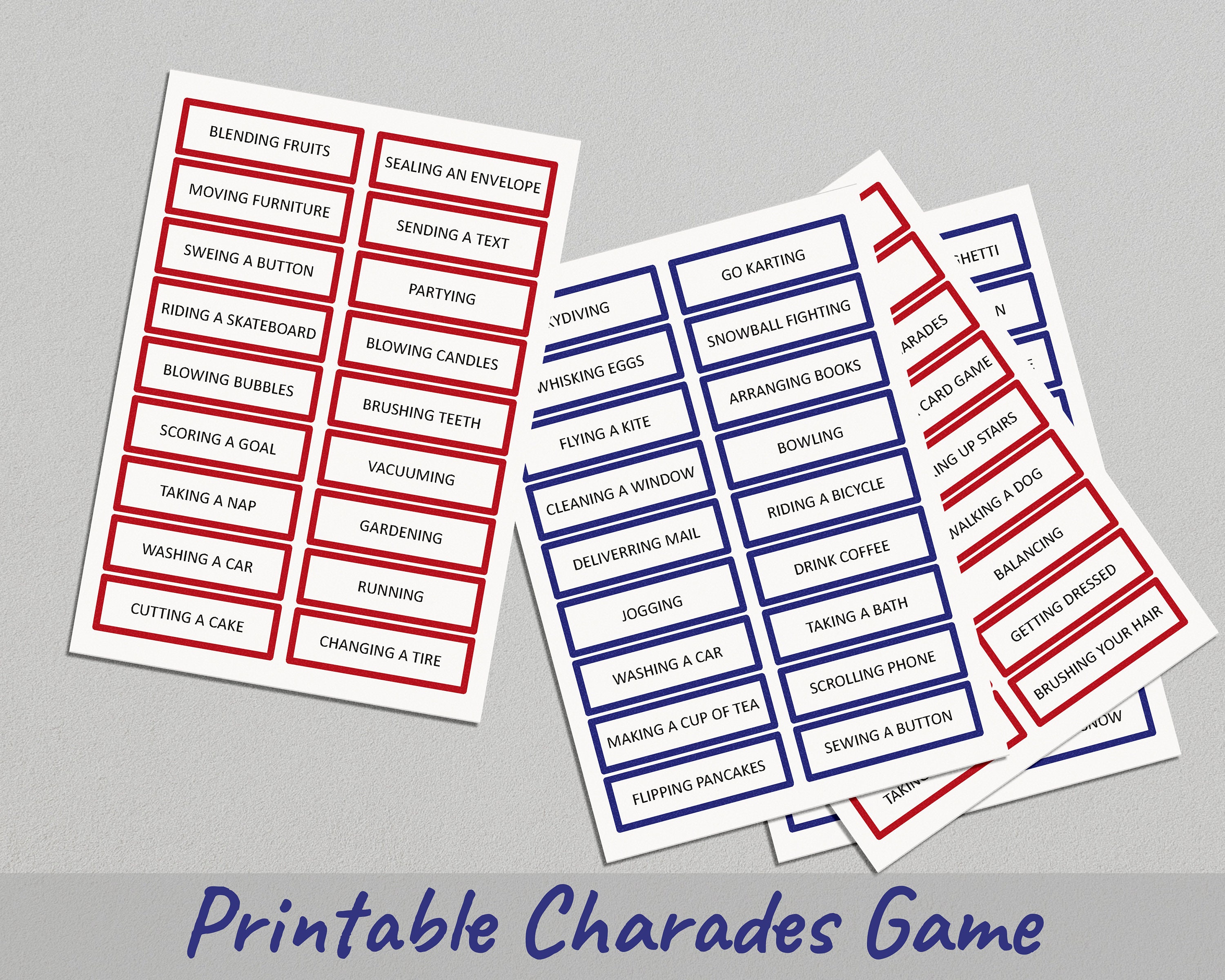 Printable Charades Game | Family Charades Game | Printable Charades for ...