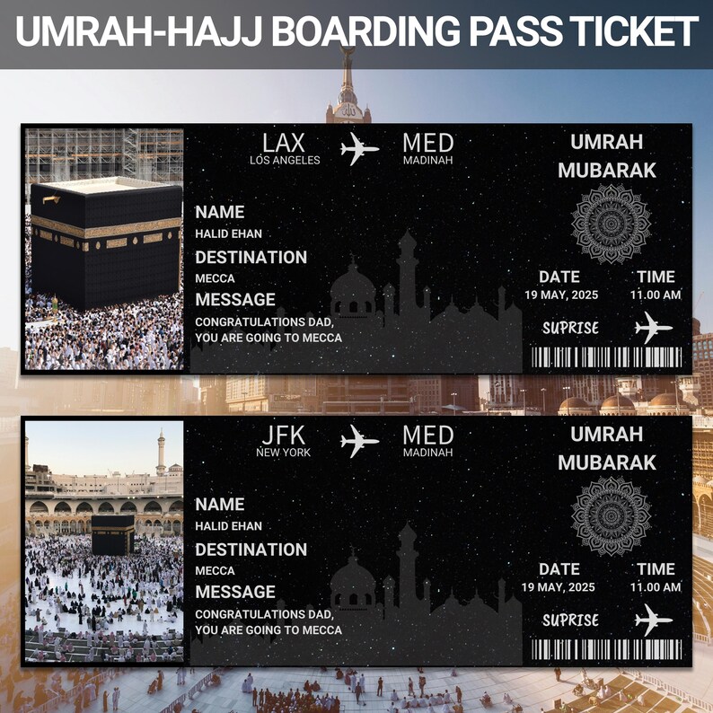 Hajj Boarding Pass | Editable Umrah Mubarak Boarding Pass | Editable ...