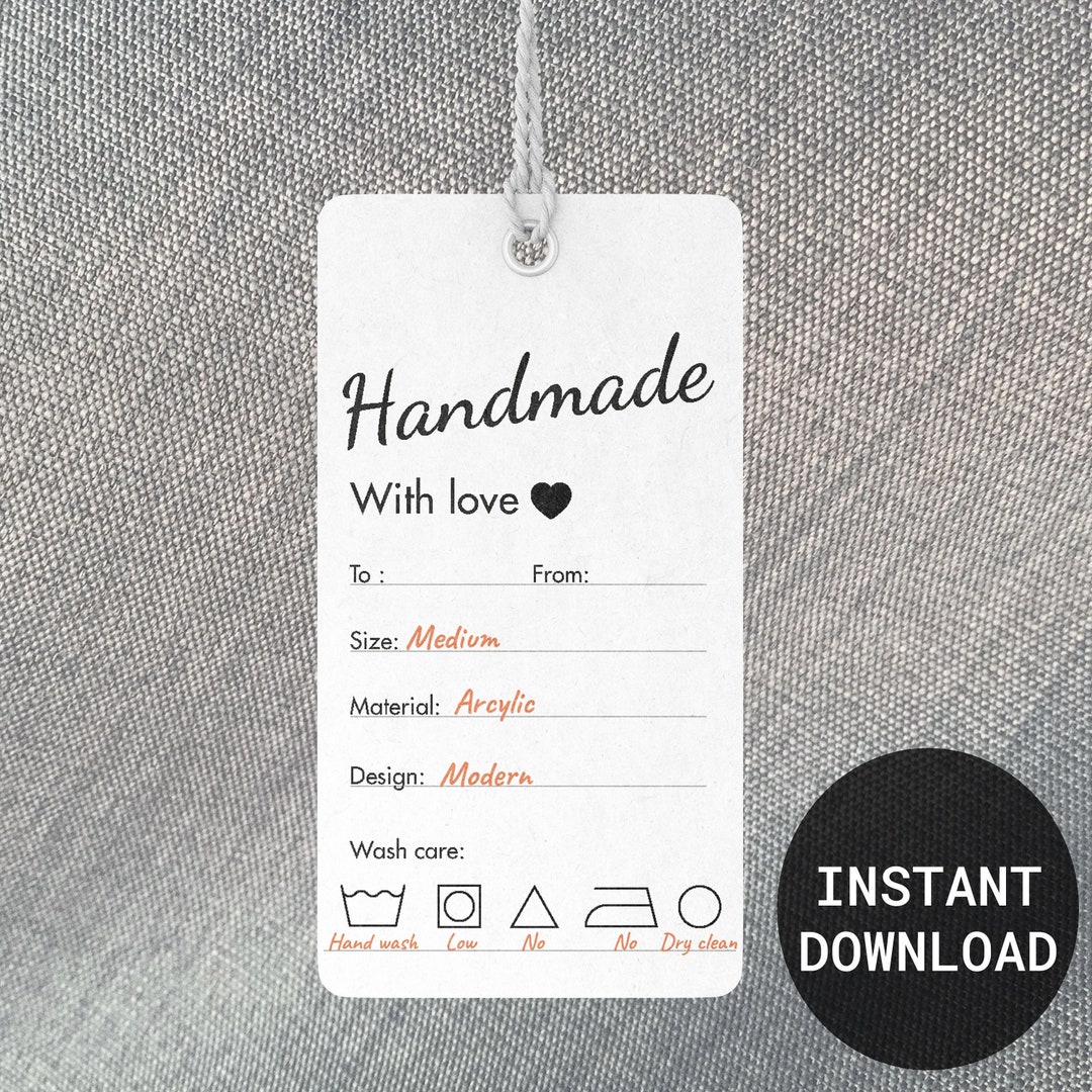 Printable Care Tags Labels Washing Instructions Card Apparel Care ...
