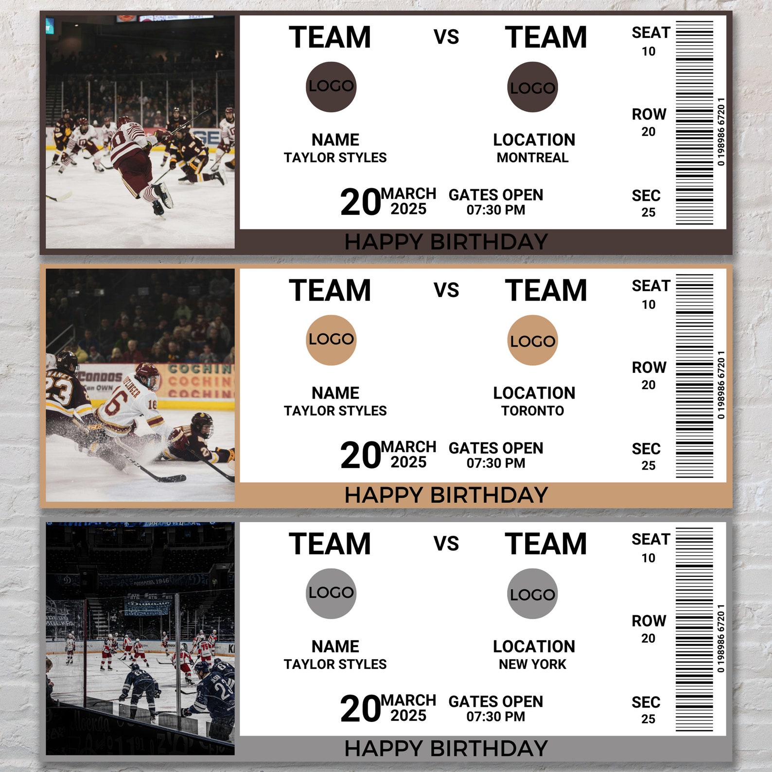 Custom Hockey Ticket | Hockey Ticket Template Printable | Editable ...