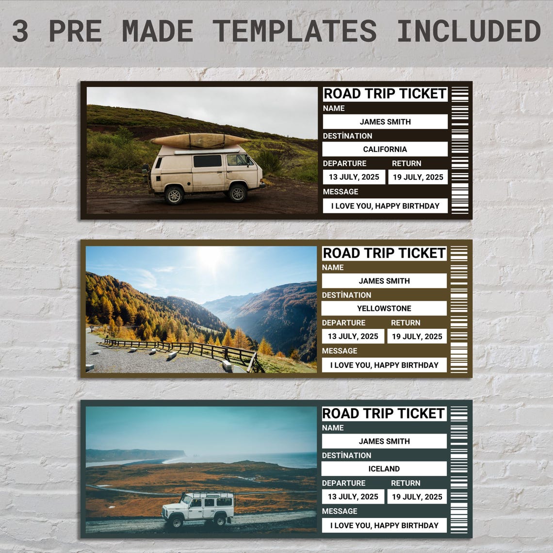 Editable Road Trip Ticket Printable Road Trip Ticket Road Trip ...