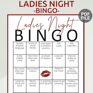Ladies Night Bingo | Printable Ladies Night Games | Bachelorette Party ...
