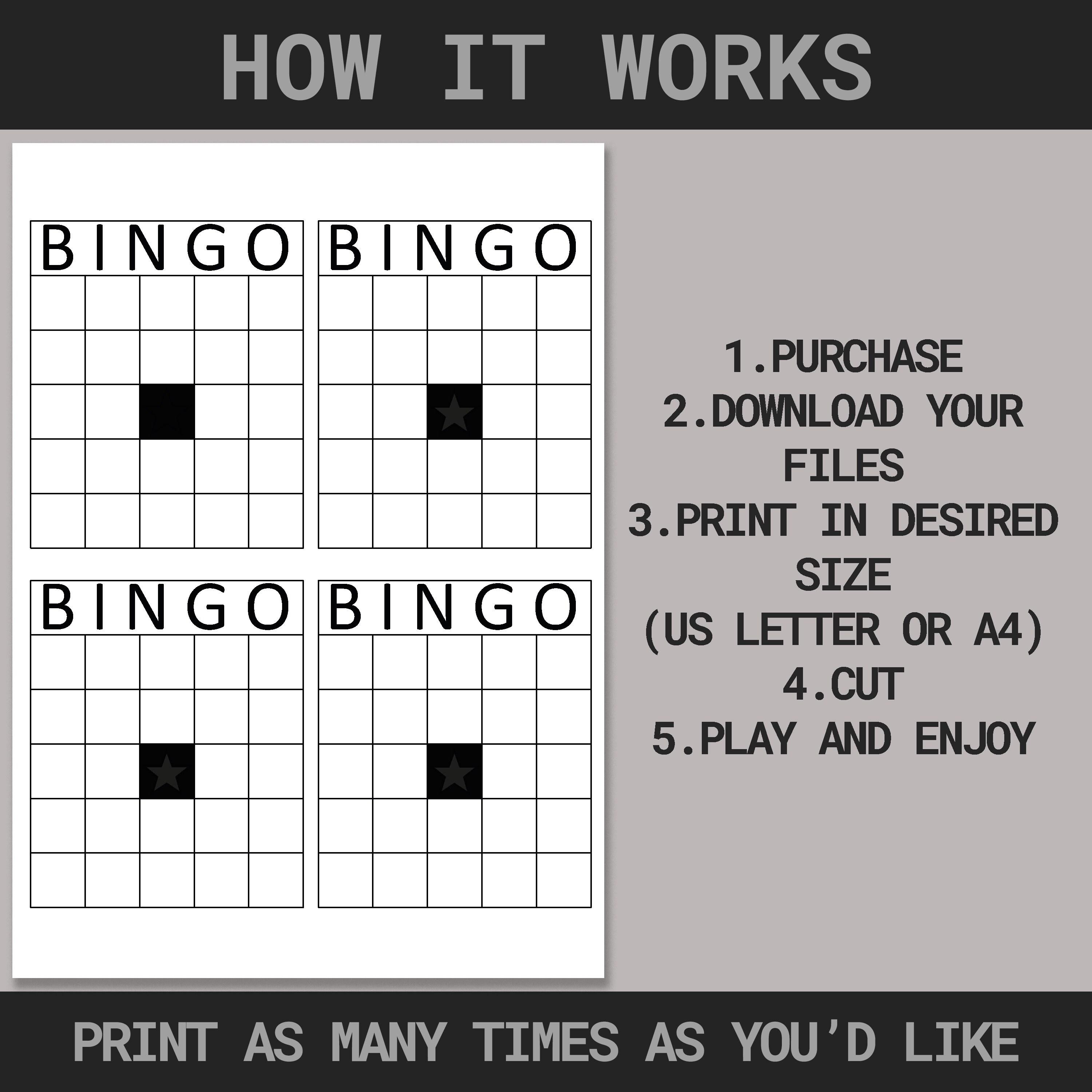 Blank Bingo Card Template | Fun Bingo Party Game | Printable Bingo Game ...