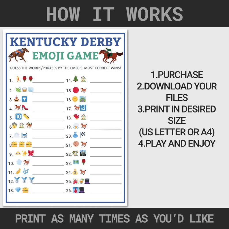 Kentucky Derby Emoji Game | Kentucky Derby Game | Triple Crown Emoji ...