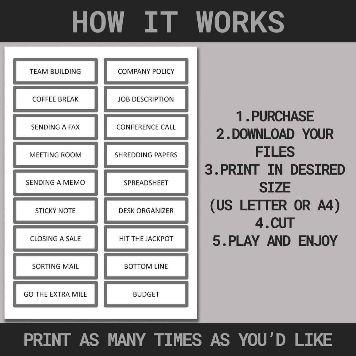 Printable Charades Game | Office Action Charades Cards | Work Group ...