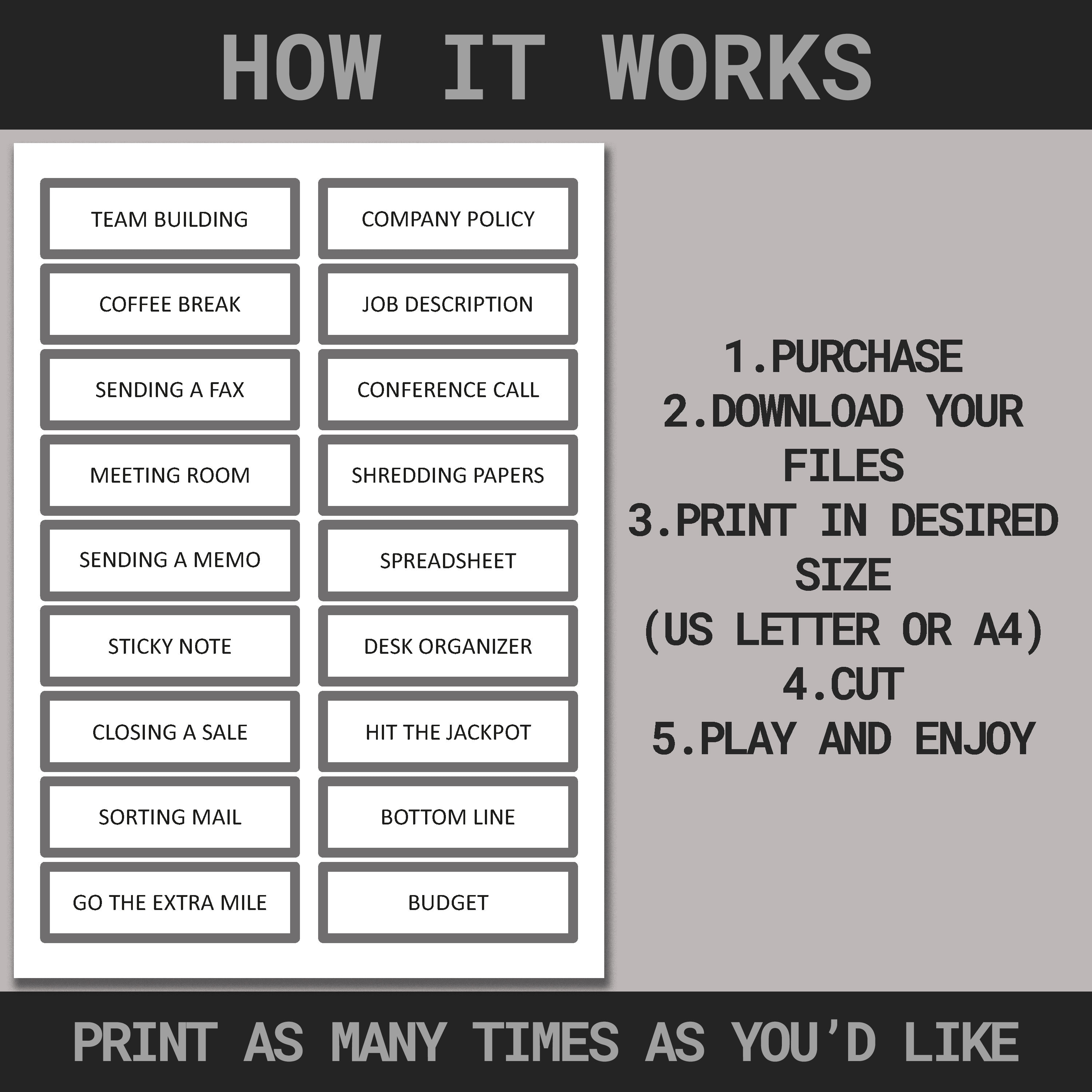 Printable Charades Game | Office Action Charades Cards | Work Group ...