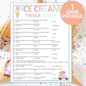 Ice Cream Trivia Game | Ice Cream Party Game | Printable Ice Cream Quiz ...