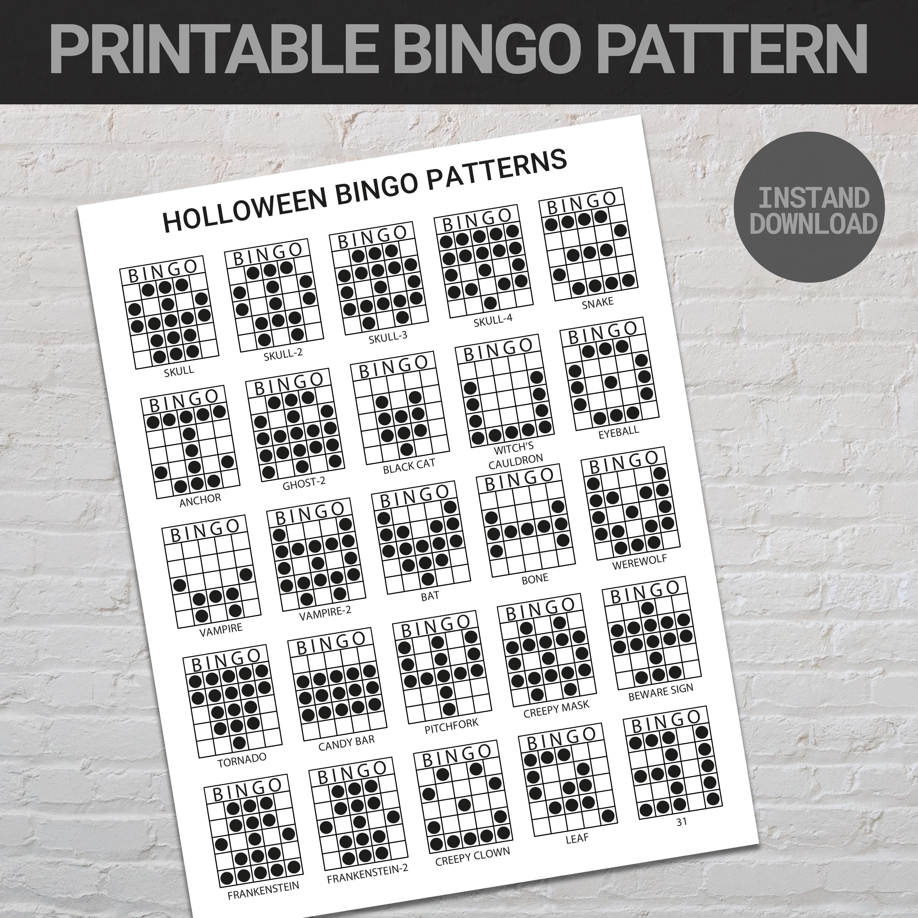 Halloween Bingo Patterns | Printable Holloween Bingo Party Game | 50 ...