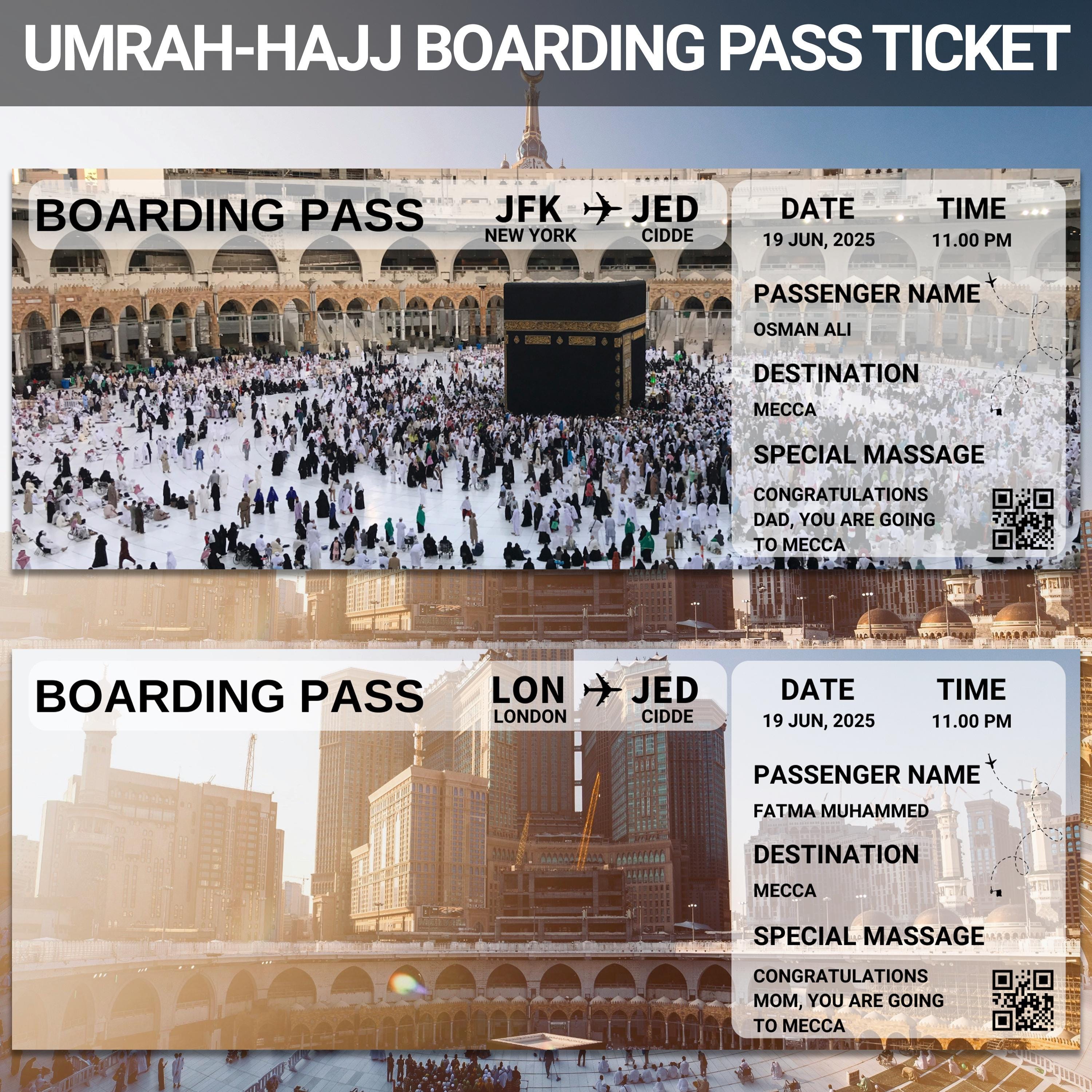 Hajj Boarding Pass | Editable Umrah Mubarak Boarding Pass | Editable ...