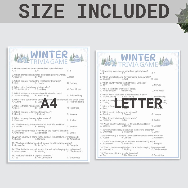 Winter Trivia Game | Printable Winter Games | Winter Party Games | Fun ...
