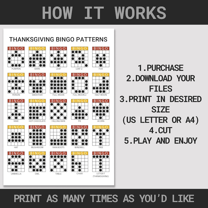 Thanksgiving Bingo Patterns | Printable Thanksgiving Bingo Party Game ...