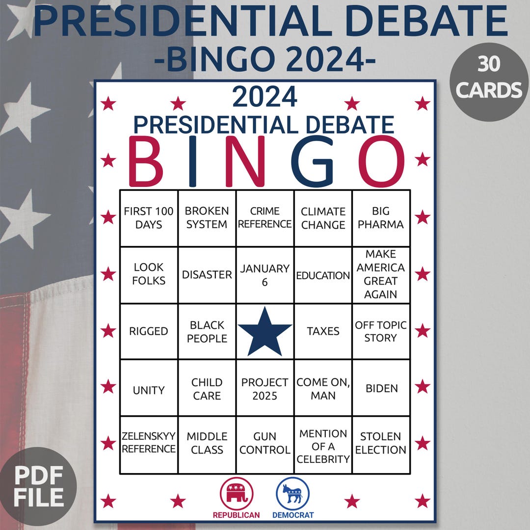 2024 Presidential Election Debate Bingo | Election Games | Election ...