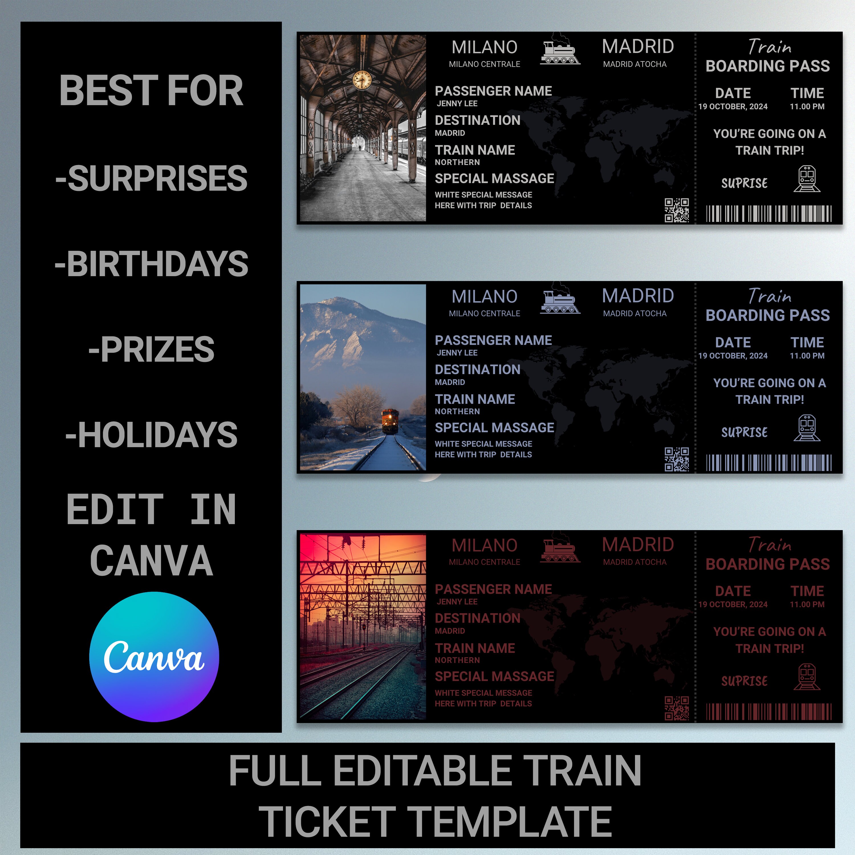 Train Ticket Template | Train Ticket | Editable Train Ticket Template ...