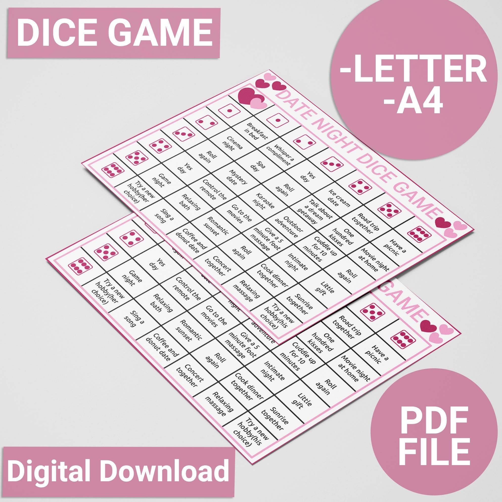 Date Night Dice Game | Date Night Dice Board Printable | Fun Couples ...