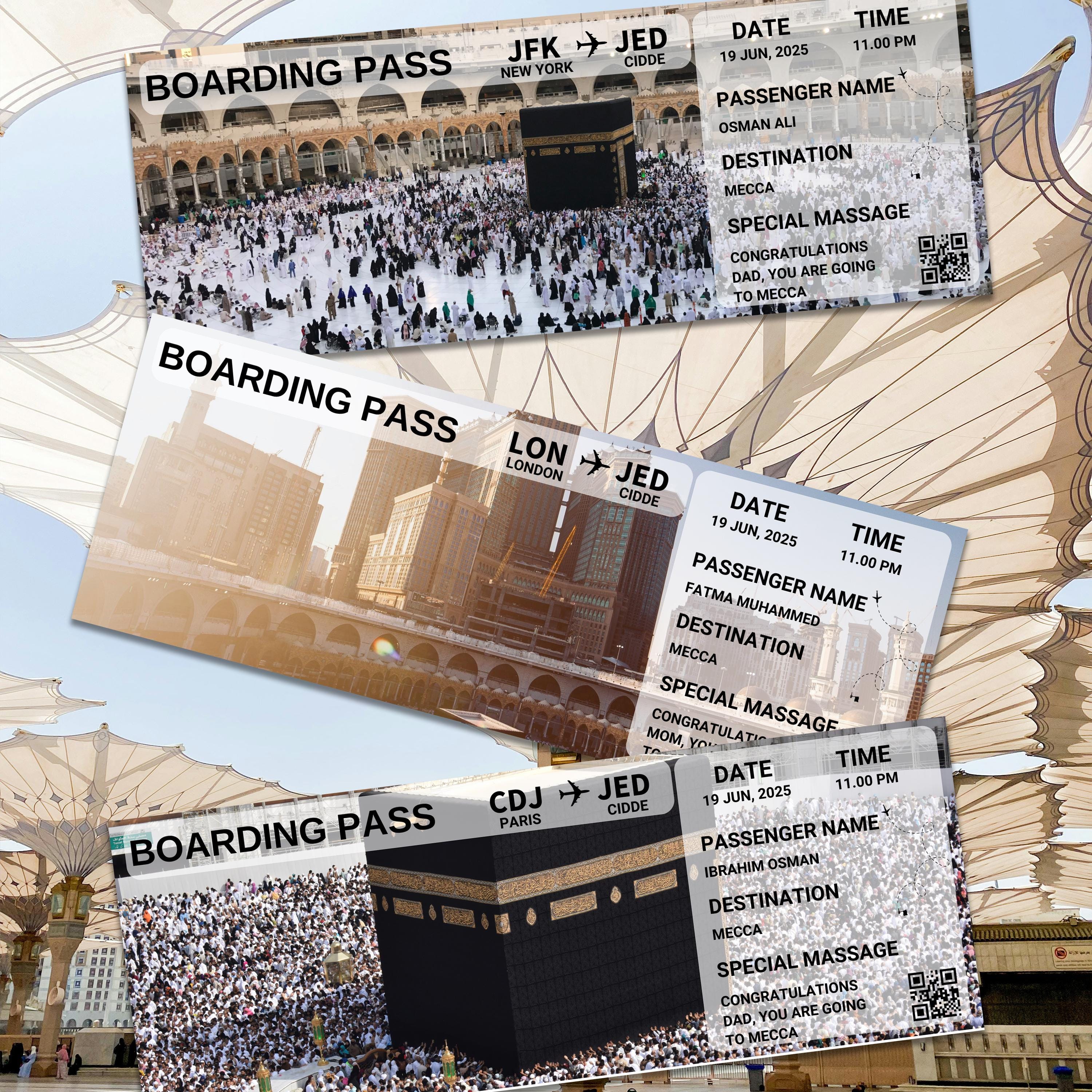 Hajj Boarding Pass | Editable Umrah Mubarak Boarding Pass | Editable ...