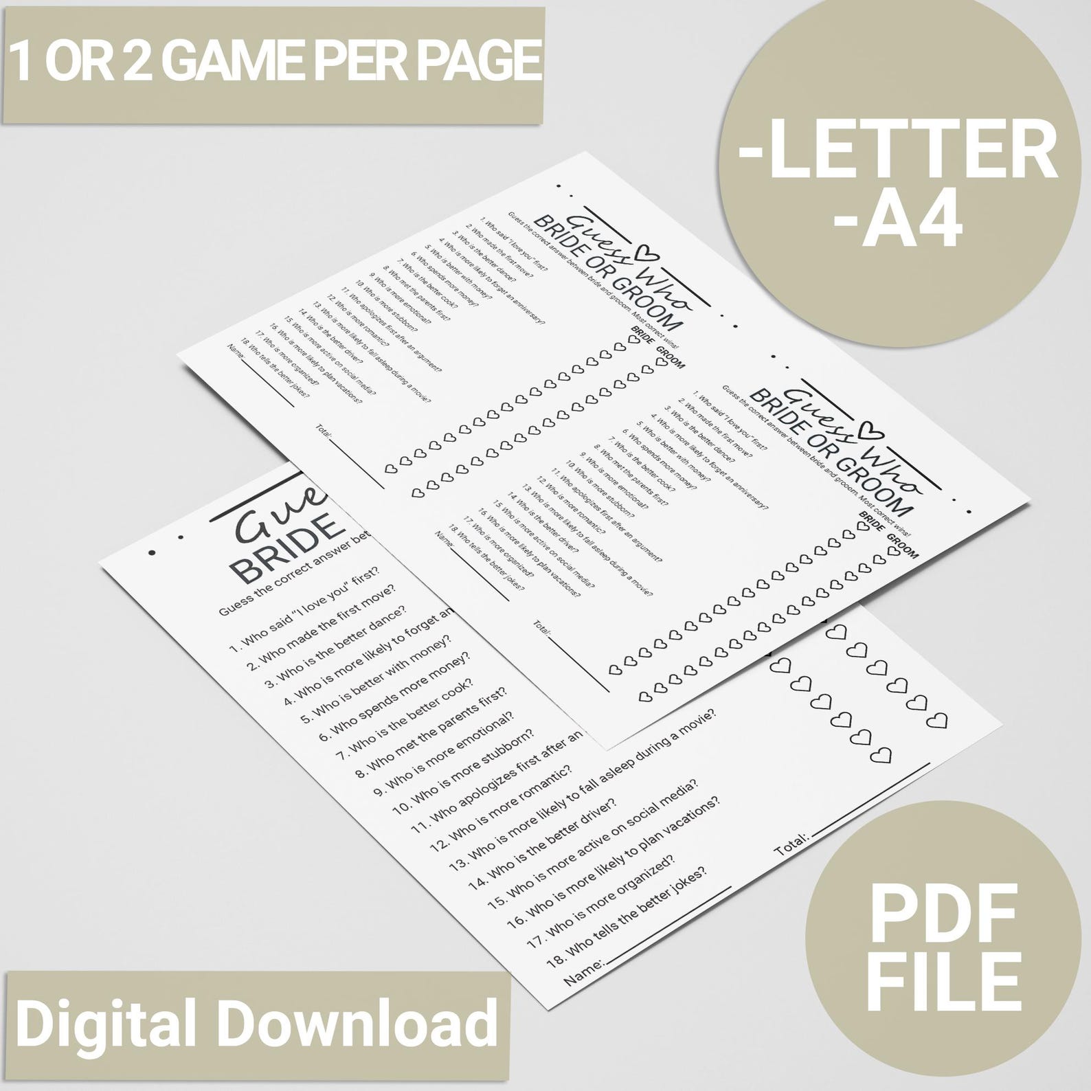 Guess Who Bride or Groom Game | Printable Bridal Shower Game | Wedding ...