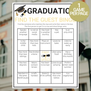 Graduate Mix and Mingle Bingo | Graduation Find the Guest Bingo ...