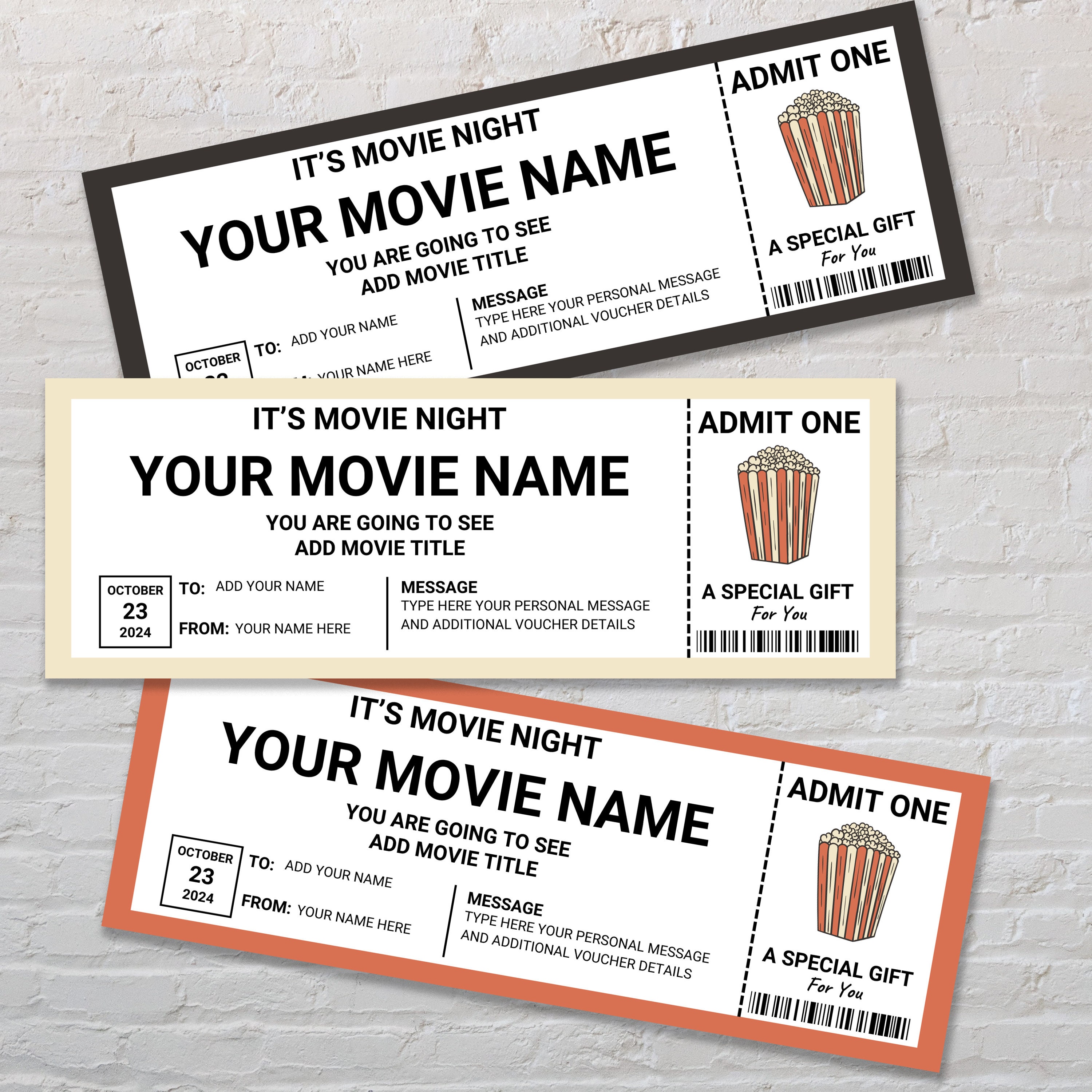 Movie Night Ticket Movie Ticket Printable Movie Night Invitation Movie ...