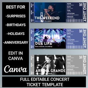 Editable Concert Ticket Template | Custom Concert Ticket | Personalized ...