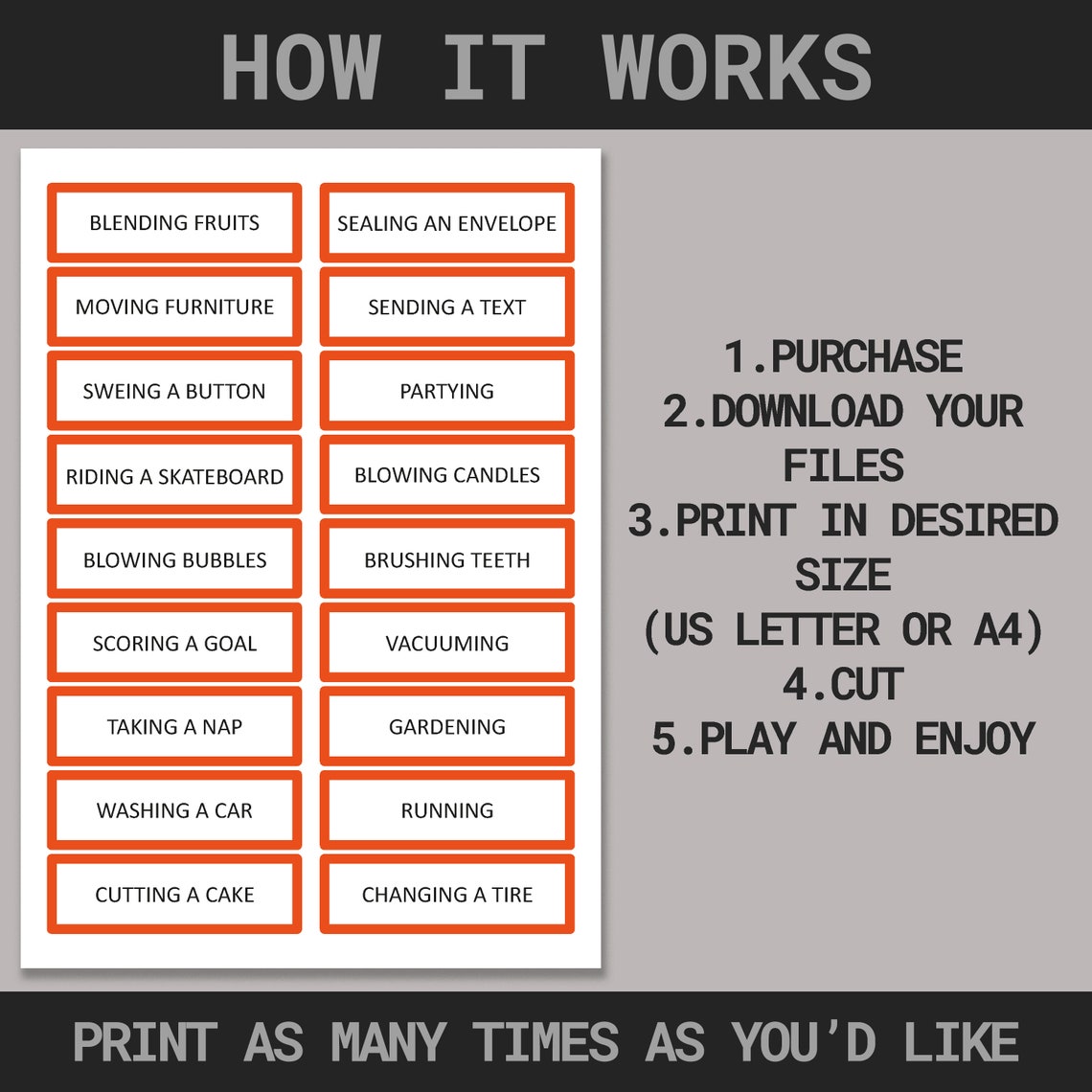 Printable Charades Game Family Charades Game Printable Charades for ...