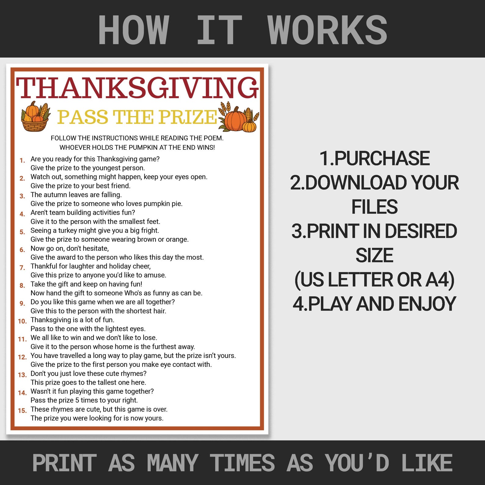Thanksgiving Pass the Prize Game | Thanksgiving Pass the Present Game ...